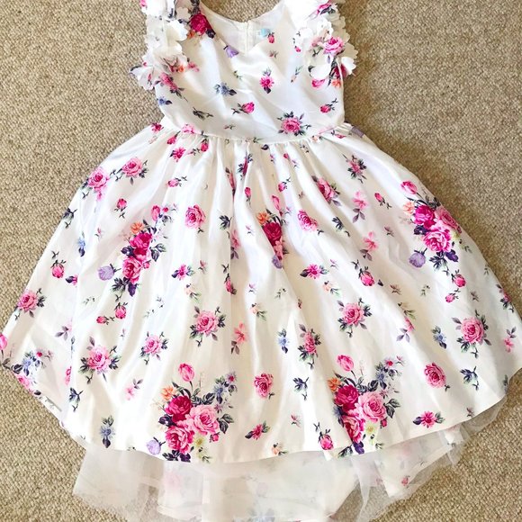 Just Couture | Dresses | Just Couture Girls Floral Bouquet Rose White ...